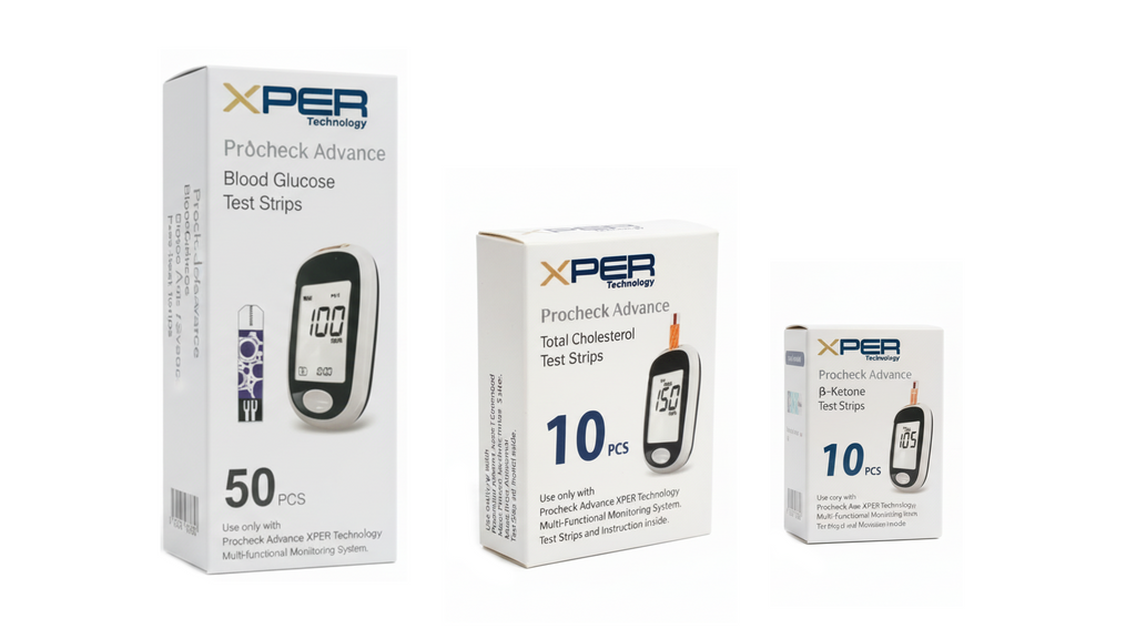 XPER Strip Combo Pack – Glucose, Ketone & Cholesterol Strips (70 Test ...